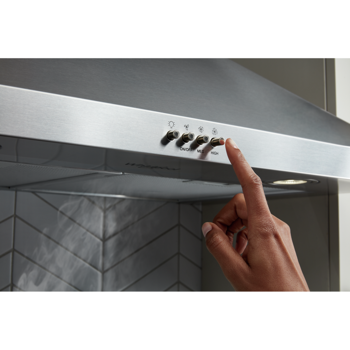 Whirlpool - 30 Inch 300 CFM Wall Mount and Chimney Range Vent in Stain
